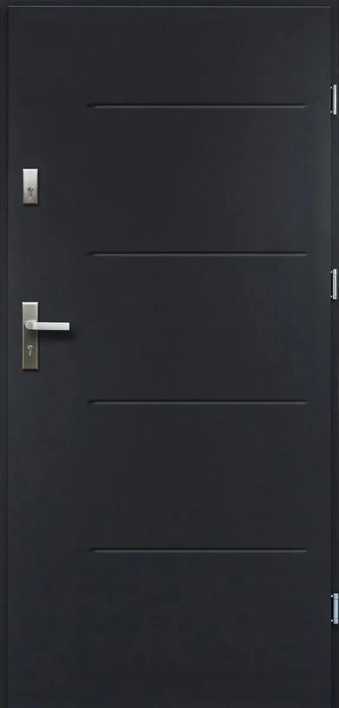 Vchodové dveře Tytan, 80 P, rozměr vč. zárubně: 900 × 2070 mm, ocel, pravé, antracit, plné