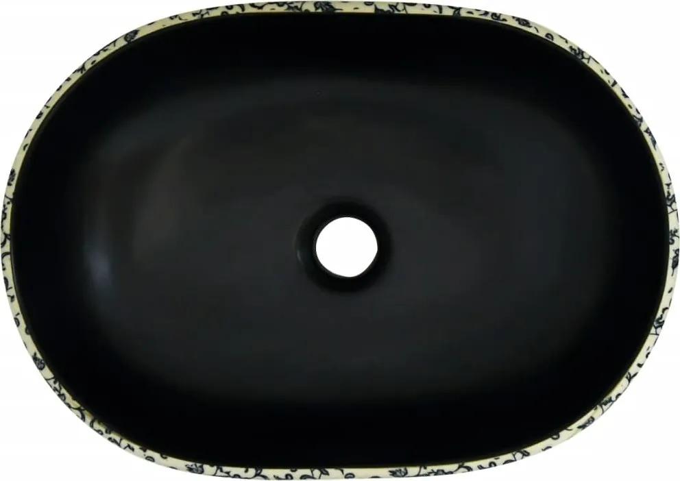 vidaXL Umyvadlo na desku černé a oranžové oválné 47x33x13 cm keramika [155070] Barva: Černo-modrá