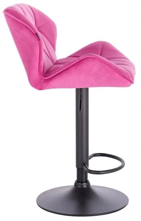 Velurová barová židle MILANO - růžová na černé podstavě
