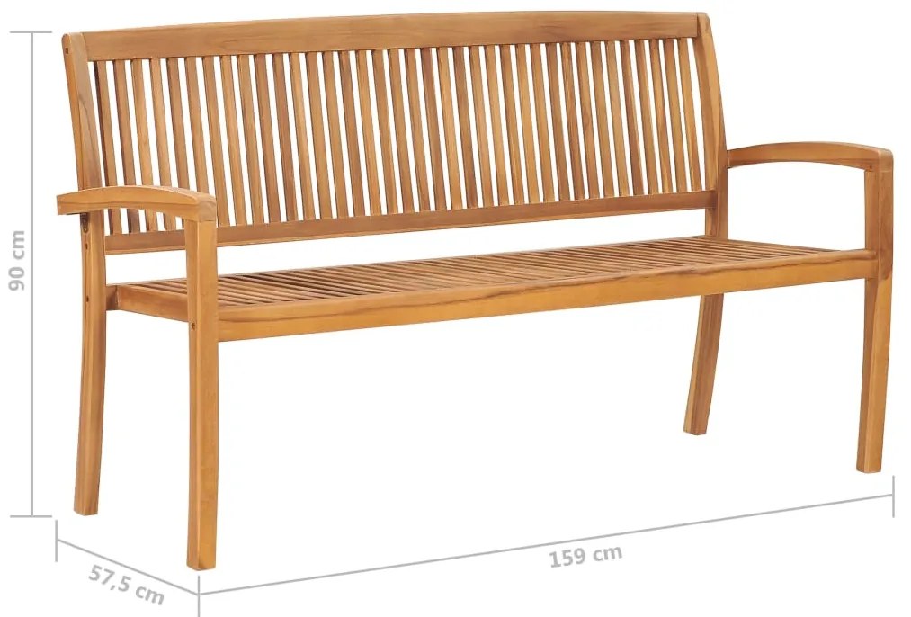 vidaXL Marketos Stohovatelná zahradní lavice s poduškou 159 cm masivní teak