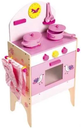 Small Foot Dětská dřevěná růžová kuchyňka pro panenky