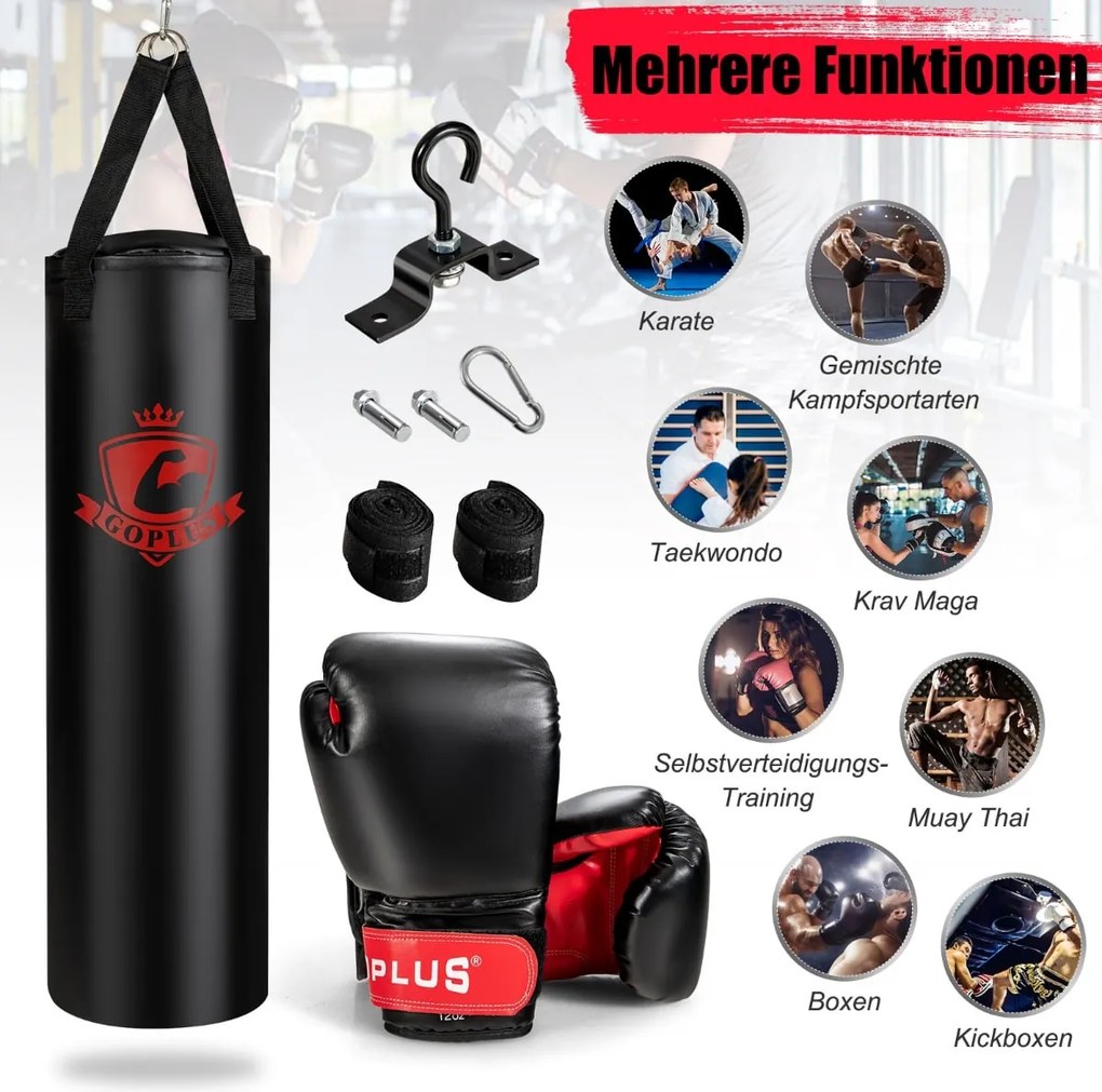 Costway 28,5 kg sada boxovacích pytlů Boxovací pytel s 12 oz boxerskými
