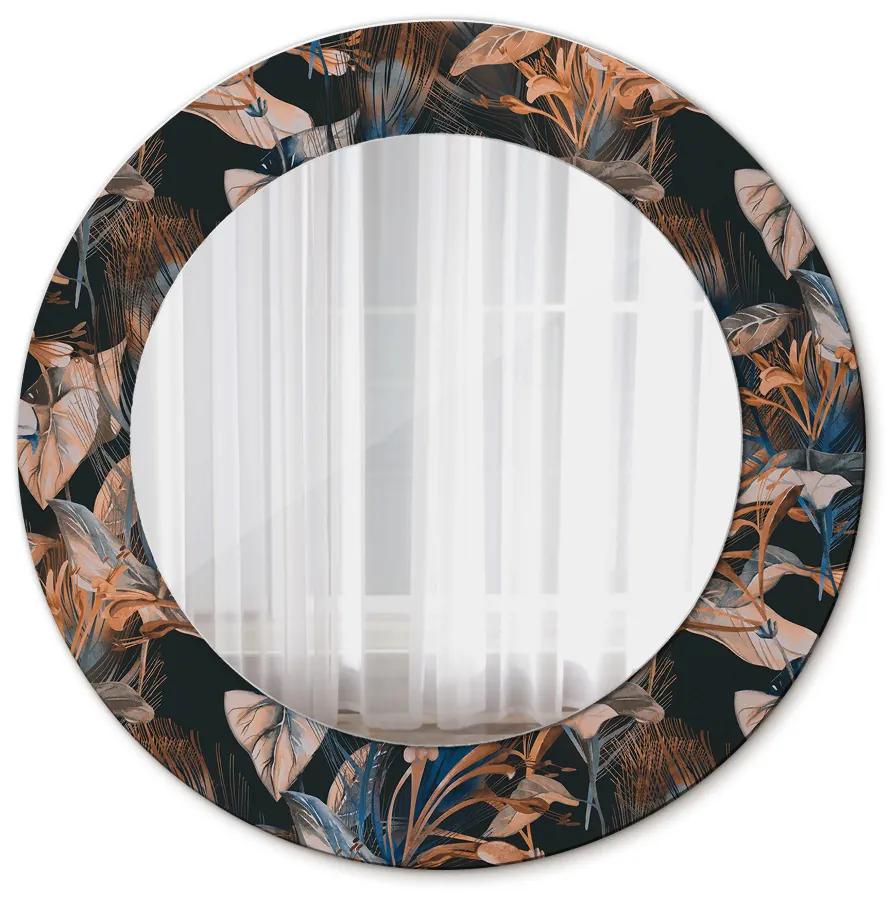 Kulaté dekorativní zrcadlo Tmavé tropické listy fi 50 cm