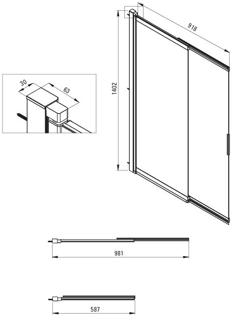 Deante Bath screen, 100x140 cm