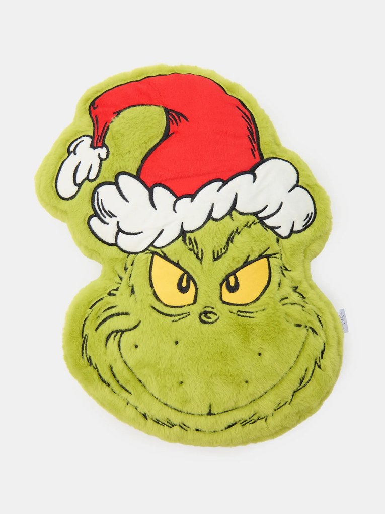 Sinsay - Kožešinový dekorační polštář s vánočním motivem Grinch - neonová