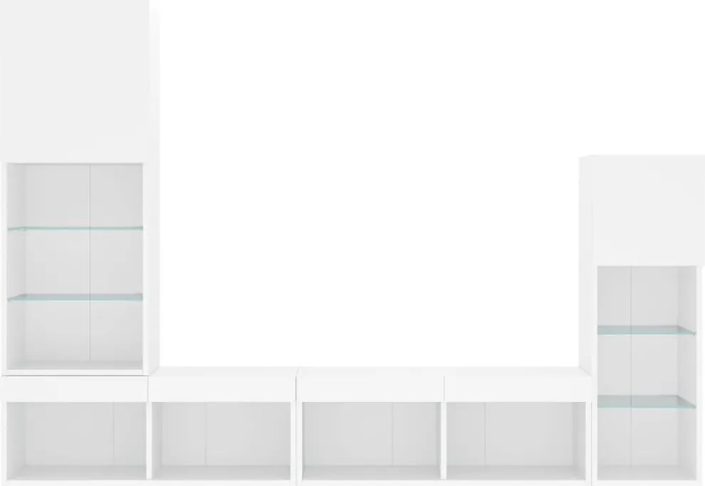 4dílná obývací stěna s LED osvětlením bílá kompozitní dřevo 3216647