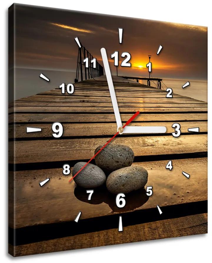 Gario Obraz s hodinami Nádherné ráno při molu Rozměry: 100 x 40 cm