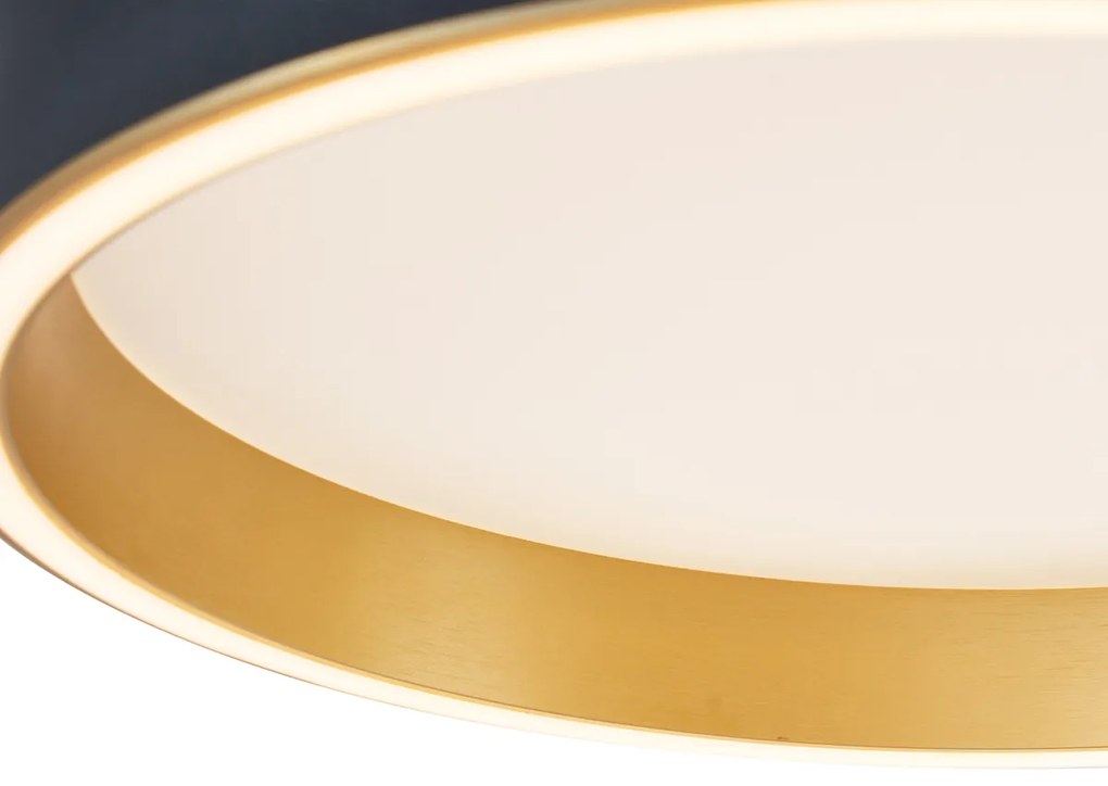 Designová stropní lampa černá se zlatou 40cm vč. LED a 3-stupňového spínání - Ingo