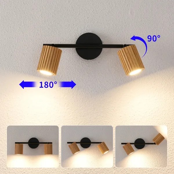 Brilagi - Bodové svítidlo MODERN WOOD 2xGU10/8W/230V dřevo/černá