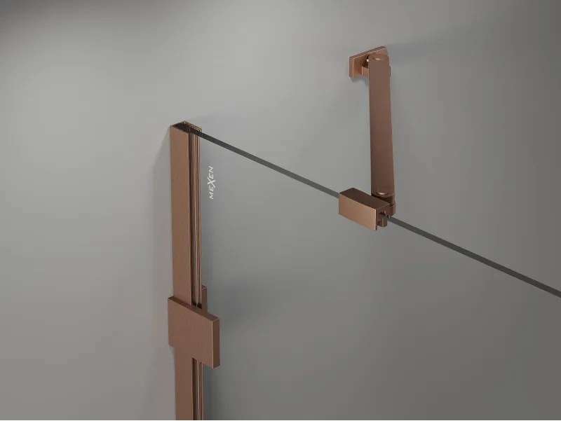 Mexen Lunar, 2-křídlová vanová zástěna levá 130 x 150 cm, čiré sklo, měděná matná, 897-130-100-65-00-L
