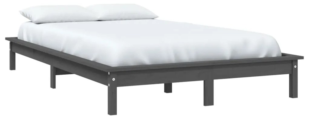 Rám postele šedý 200 x 200 cm masivní borovice,  820563