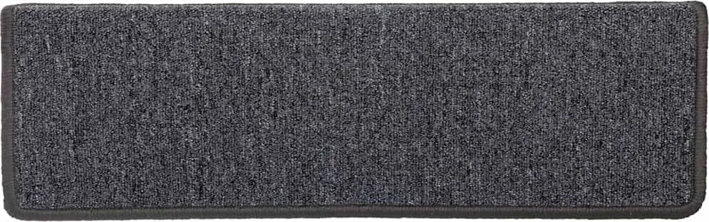 Schodové rohože 15 ks 65 x 21 x 4 cm tmavě šedé s obdélníkovým okrajem 326197