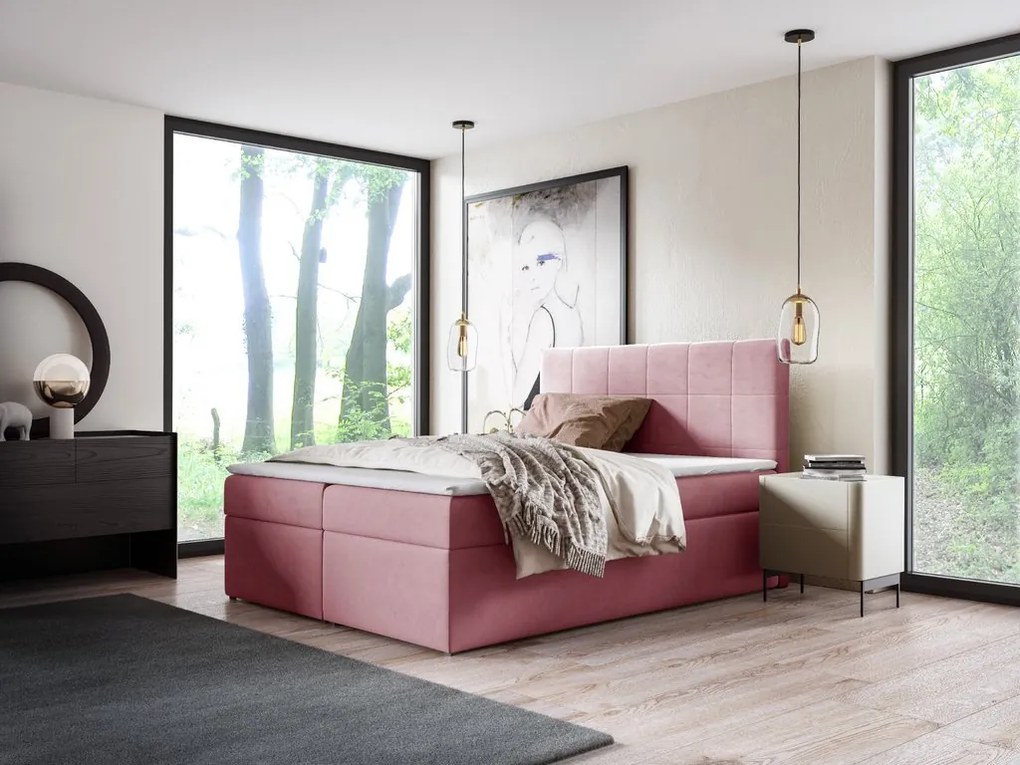Eka Kontinentální čalouněná postel SMART - Trinity (140x200 cm) Barva látky Trinity: Světle zelená (Trinity 2321)