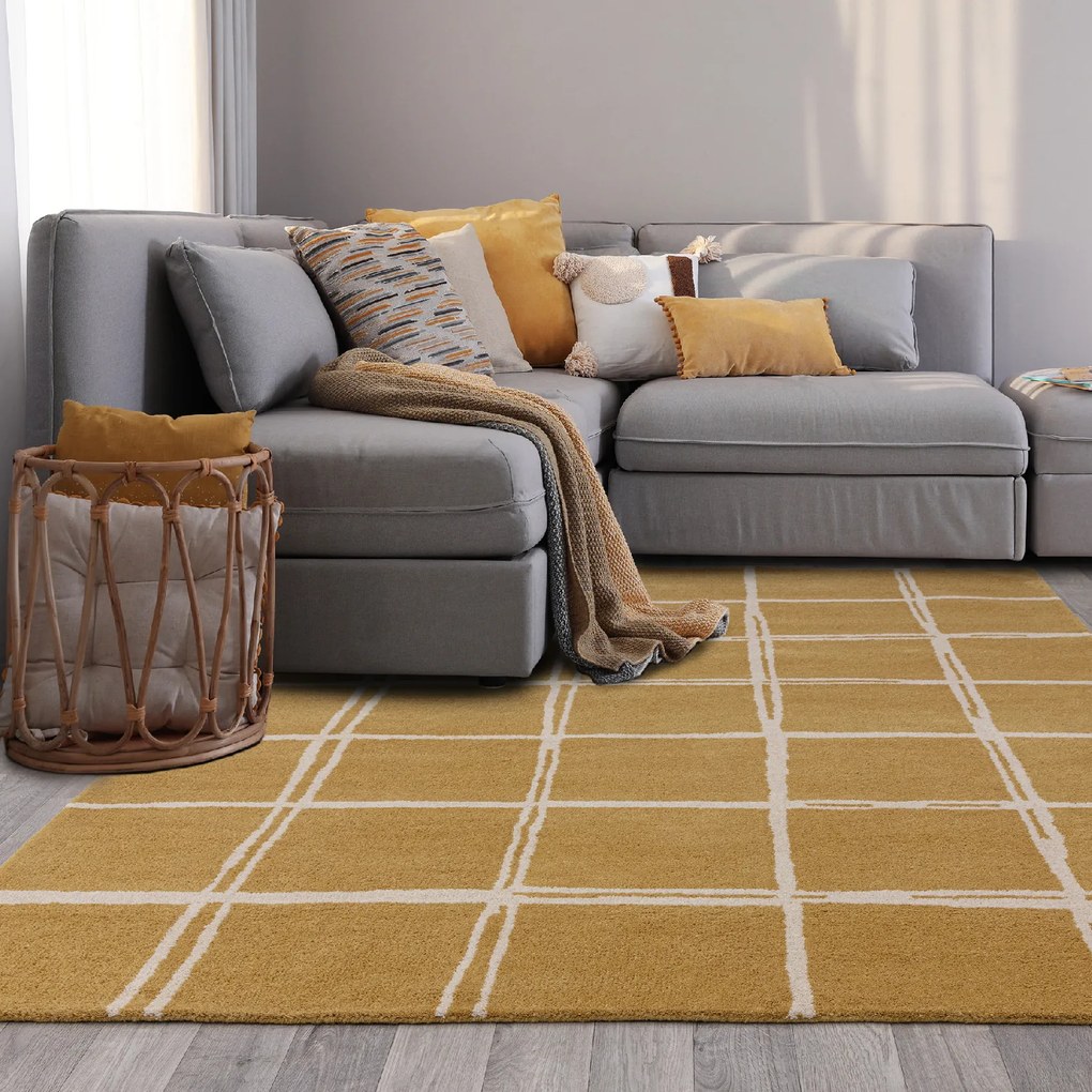 Tribeca Design Kusový koberec Swans Grid Gold Rozměry: 160x230 cm