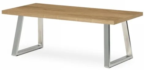Konferenční stolek 120x60 MDF dýha dub kovové nohy broušený nerez CT-W1515 OAK