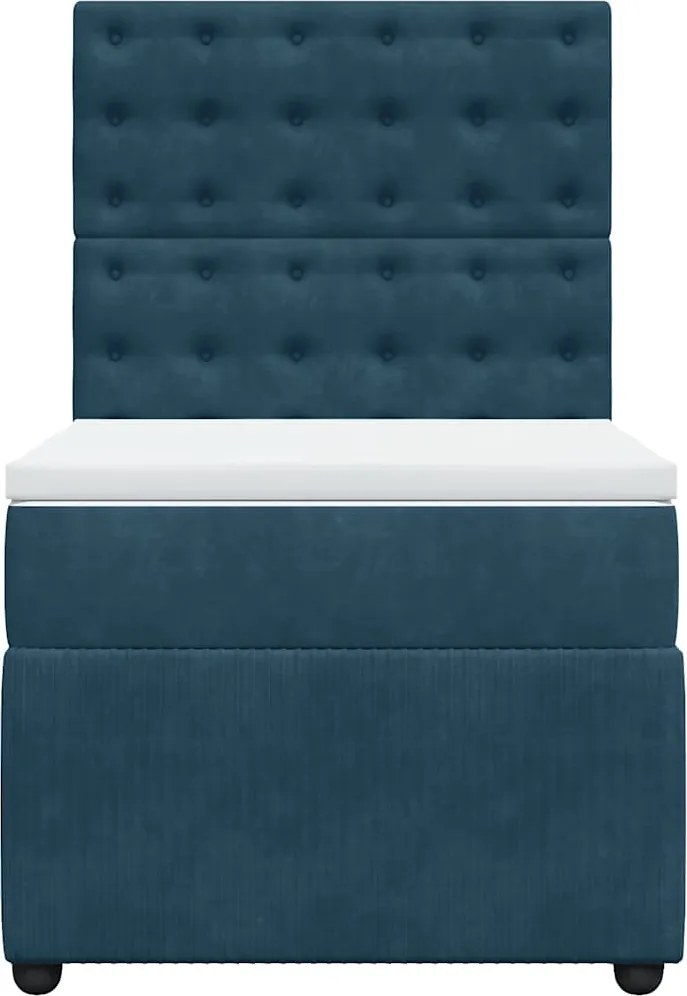 Box spring postel s matrací tmavě modrá 90x190 cm samet 3292230