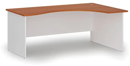 Ergonomický kancelářský pracovní stůl PRIMO WHITE, 1800 x 1200 mm, pravý, bílá/třešeň