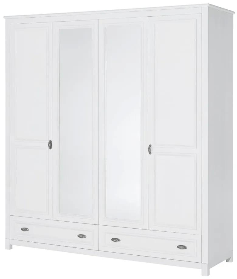 Bílá čtyřdveřová šatní skříň Szynaka Meble Madison