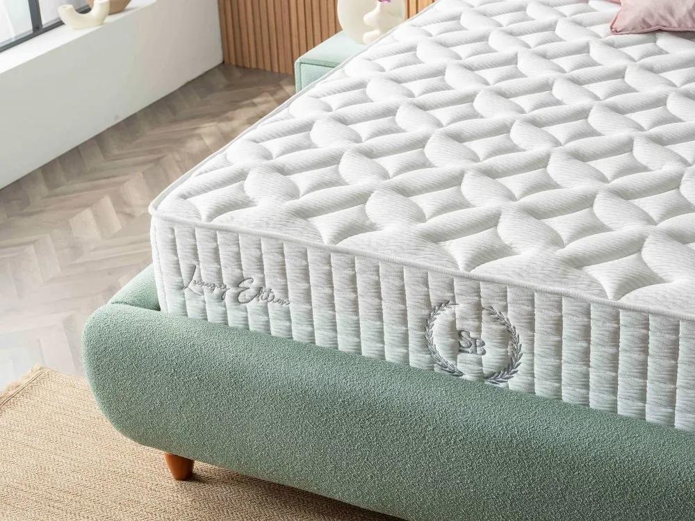 Čalouněná postel SHINY NEW s matrací - světle zelená 150 × 200 cm