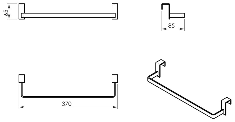 Gedy TOSCA držák ručníků na skříňku 370mm, černá mat 212914