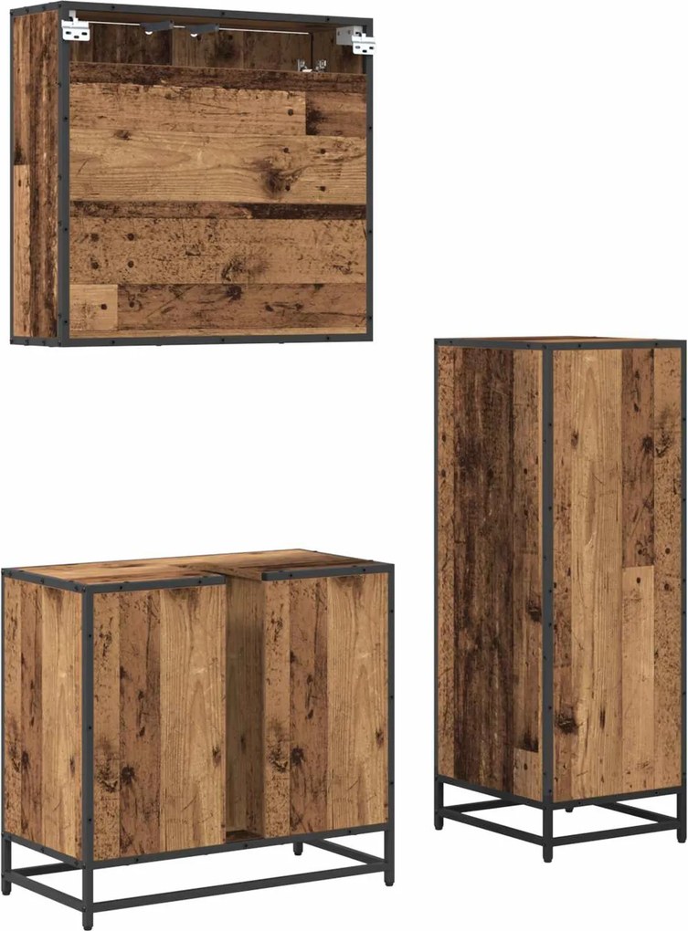 Sada koupelnového nábytku 3 ks Staré dřevo 65 x 33 x 60 cm 3402372