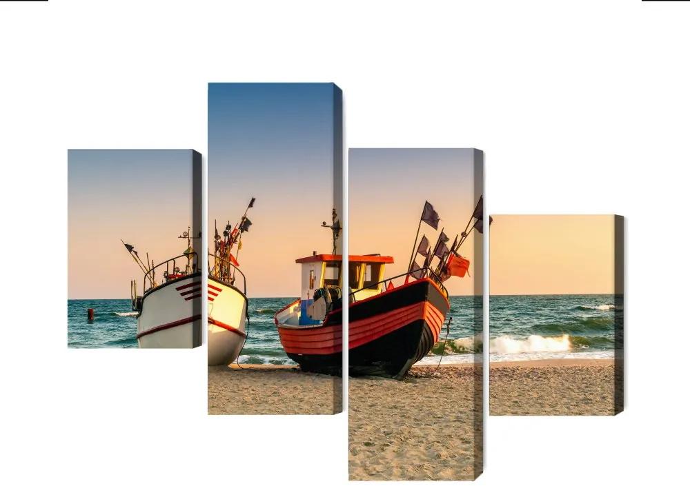 Vícedílný obraz Rybářské Lodě Na Pláži Nedostatek Nedostatek Plátno Canvas 120x75