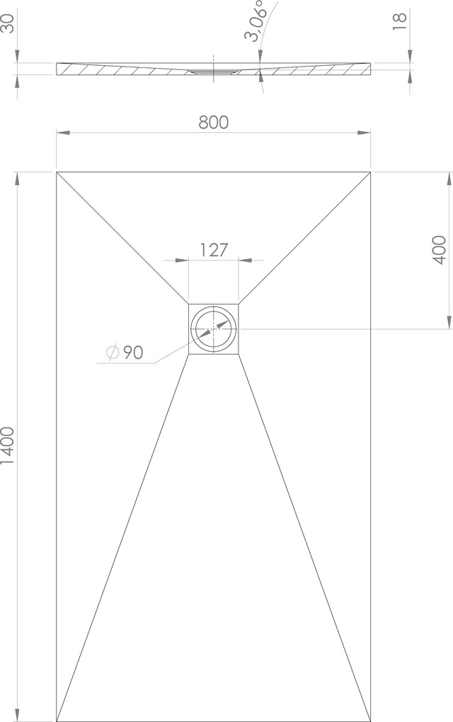 Polysan Polysan, TRENECA sprchová vanička z litého mramoru s možností úpravy rozměru 140x80cm, bílá matná, 84304.11