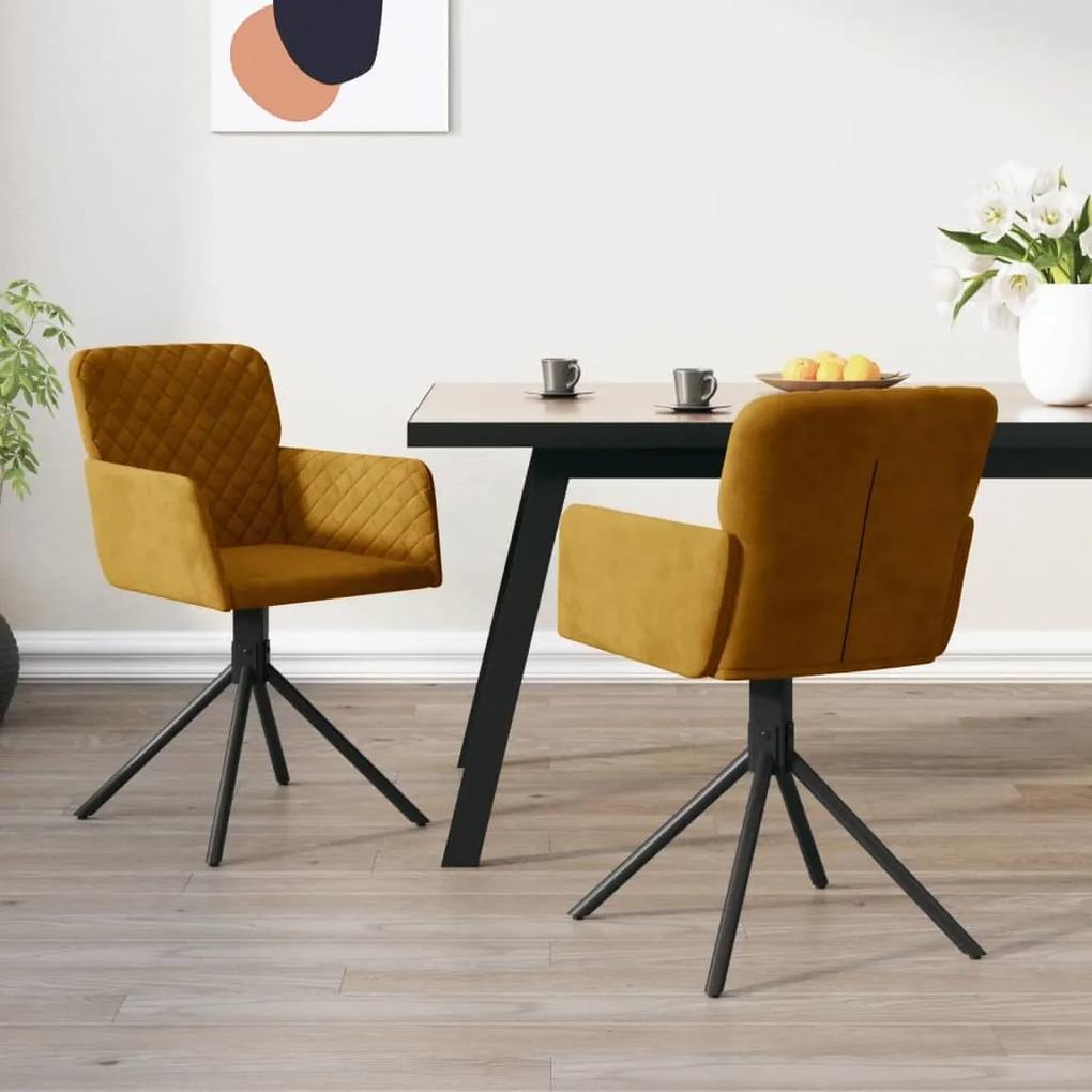 vidaXL Otočné jídelní židle 2 ks samet [344799] Barva: Žlutá