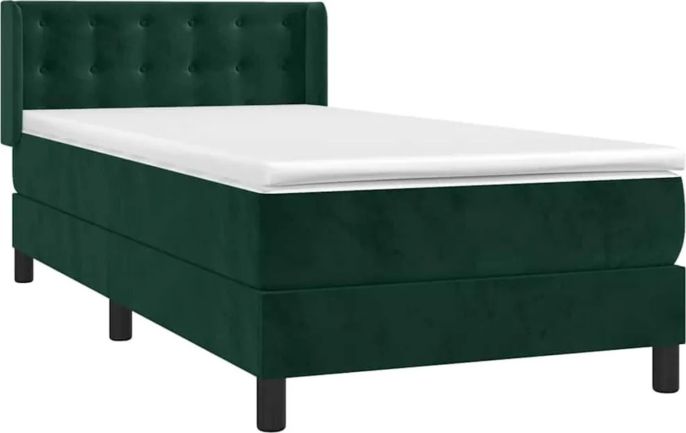 Box spring postel s matrací tmavě zelená 80 x 200 cm samet 3131168