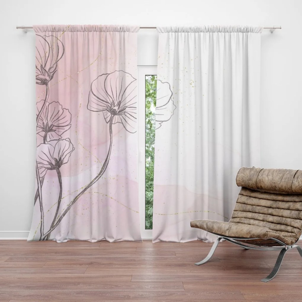Sablio Závěs Růžový akvarel: 2ks 140x250cm