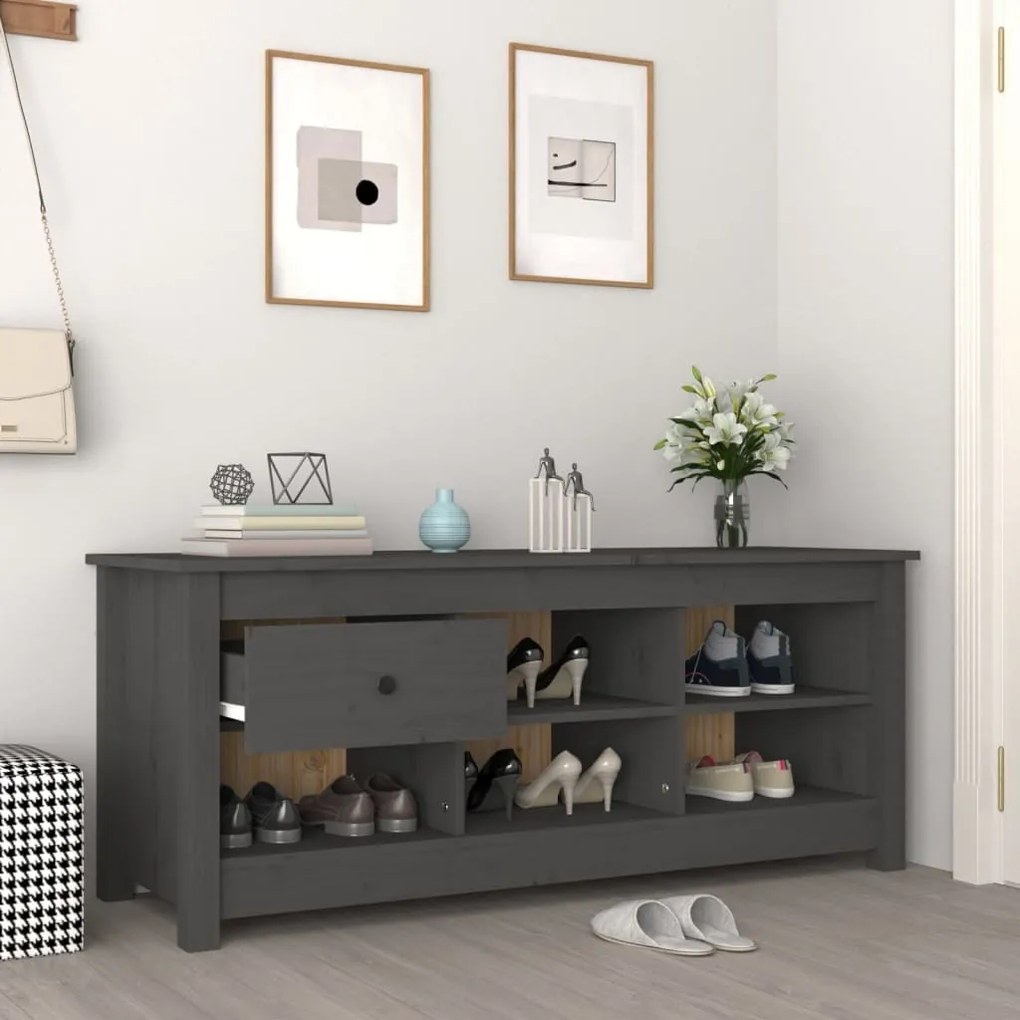 vidaXL Botník 110 x 38 x 45,5 cm masivní borovice [814594] Barva: Bílá