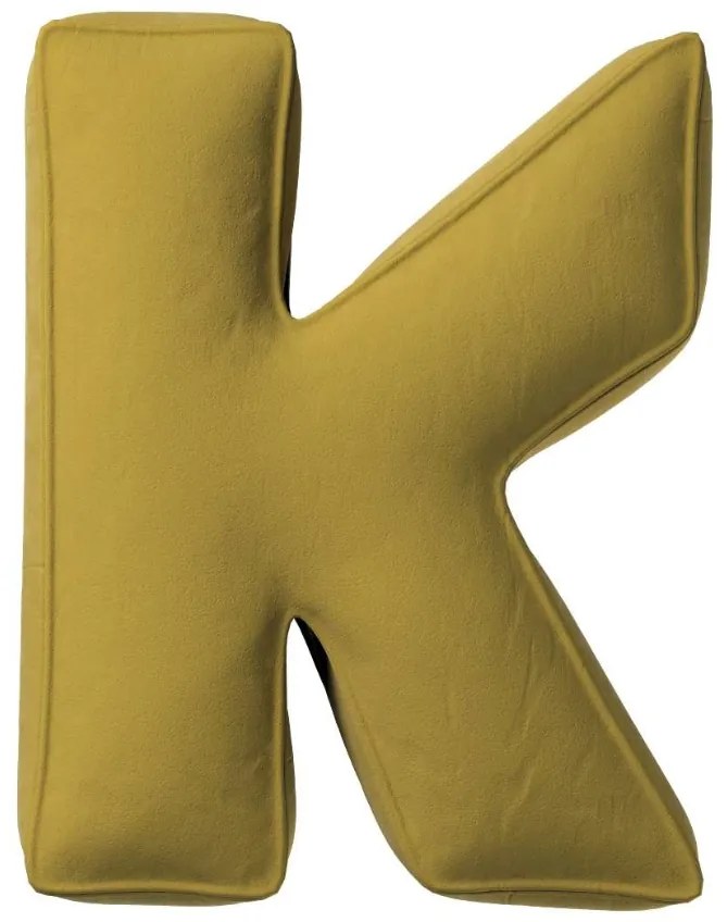 OnaDnes -20% Yellow Tipi Olivově zelený sametový polštář písmeno K 40 cm