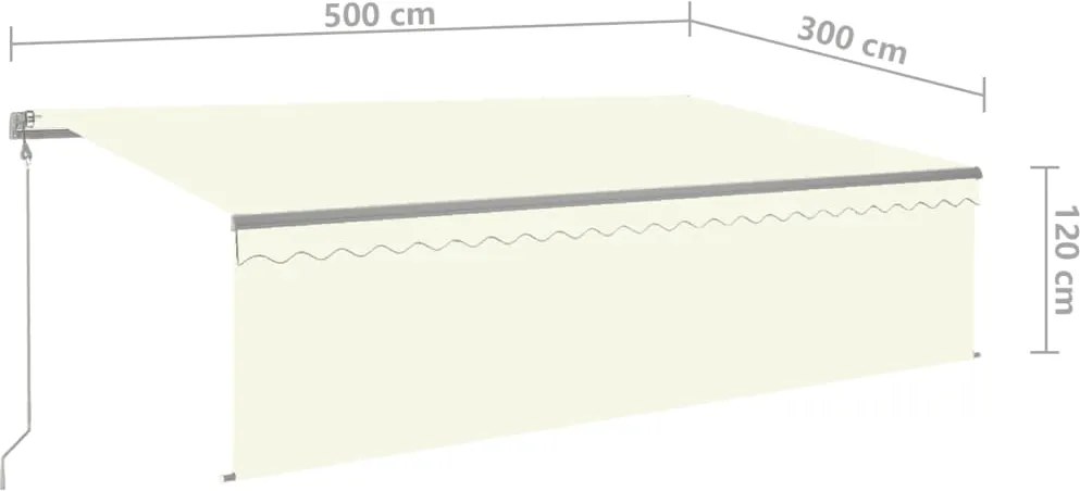 vidaXL Marketos Automatická zatahovací markýza s roletou 5 x 3 m krémová
