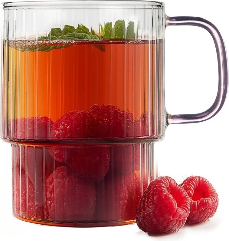Růžové skleněné hrnky v sadě 2 ks na cappuccino 350 ml Livio – Vialli Design