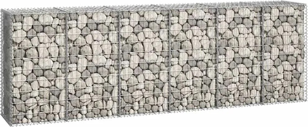 Gabionová zeď s víky z pozinkované oceli 300 x 50 x 100 cm 143592