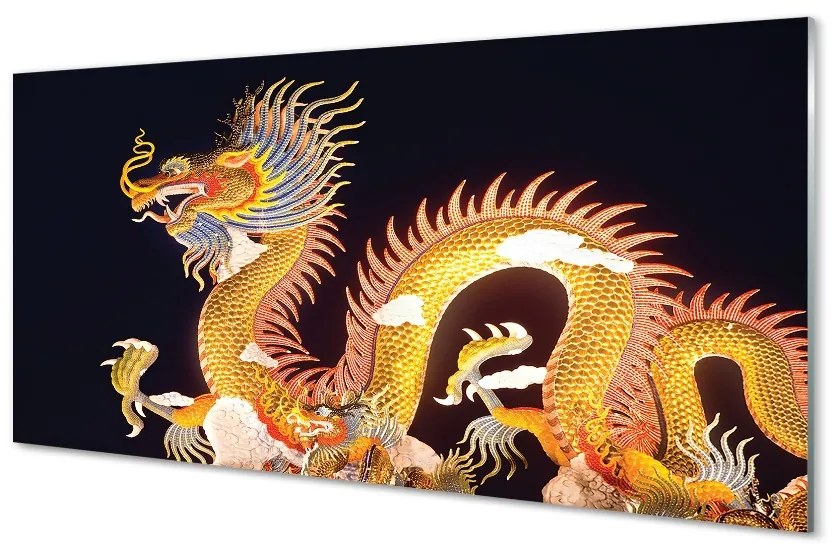 Obraz na skle Golden Japanese Dragon 125x50 cm