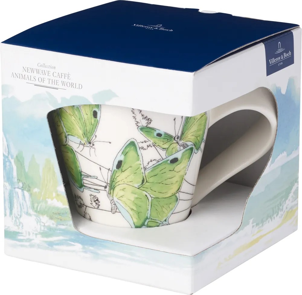 Villeroy&Boch Villeroy & Boch NewWave Caffè hrnek s uchem Deep Green Hairstreak v dárkové krabičce, 130 × 95 mm