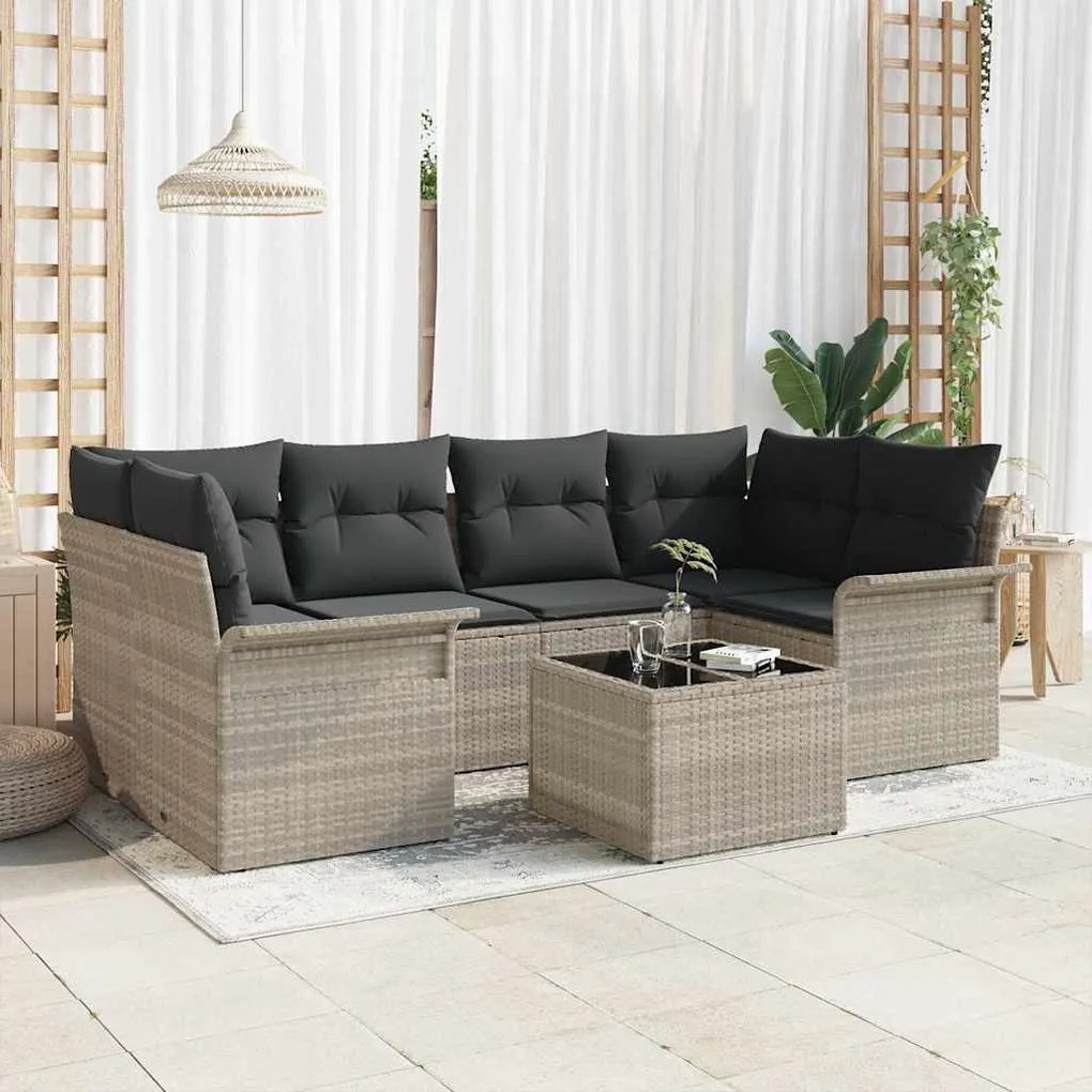 Sada zahradních pohovek 7 pcs 6-Seater Světlá šedá a tmavá šedá 3353931