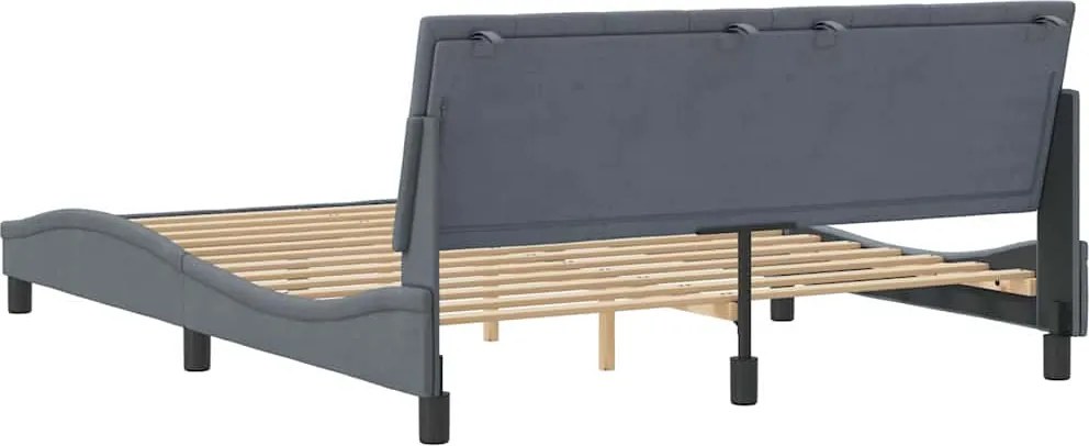 Rám postele bez matrace Hanko tmavě šedý 160 x 200 cm samet 3207856