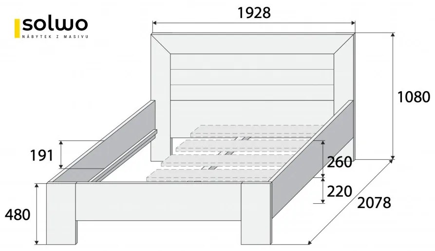 Masivní postel PARIS - Solwo Design Dřevo a odstín oleje: DUB Cink - Olej odstín DO203, Rozměr spací plochy: 240x200