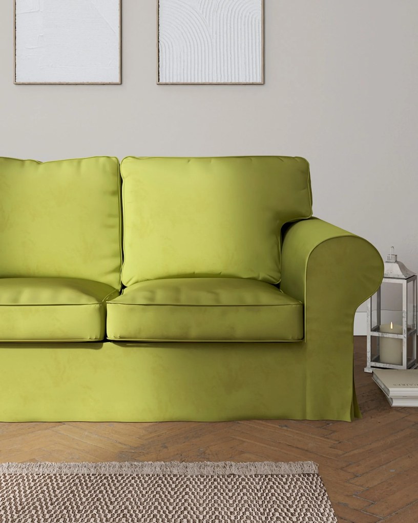 Potah na pohovku IKEA Ektorp 3-místná, rozkládací STARÝ MODEL PIXBO barva zelená látka lesklé, sametová