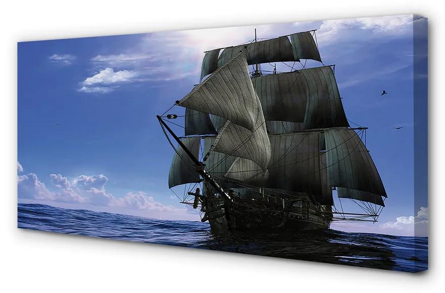 Obrazy na plátně Mořská oblačnosti loď 140x70 cm
