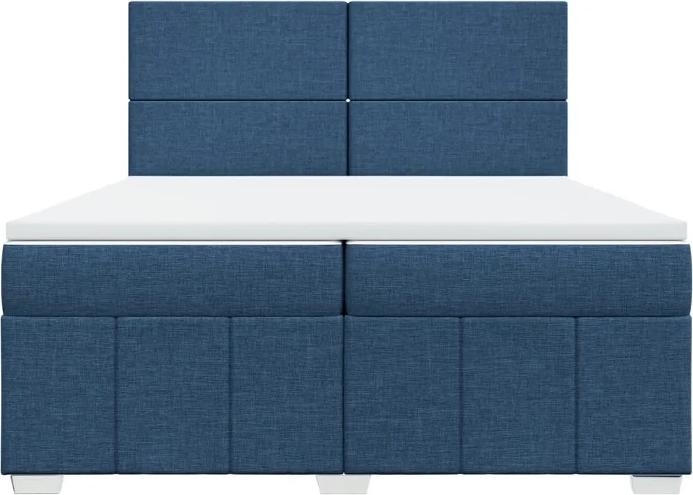 Box spring postel s matrací modrá 200x200 cm textil 3291774