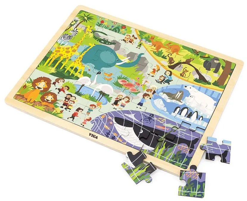 Dětské dřevěné puzzle Viga Zoo 48 dílků