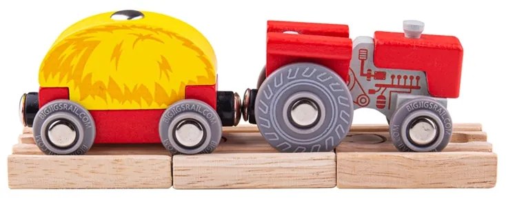 Bigjigs Rail Červený traktor s valníkem