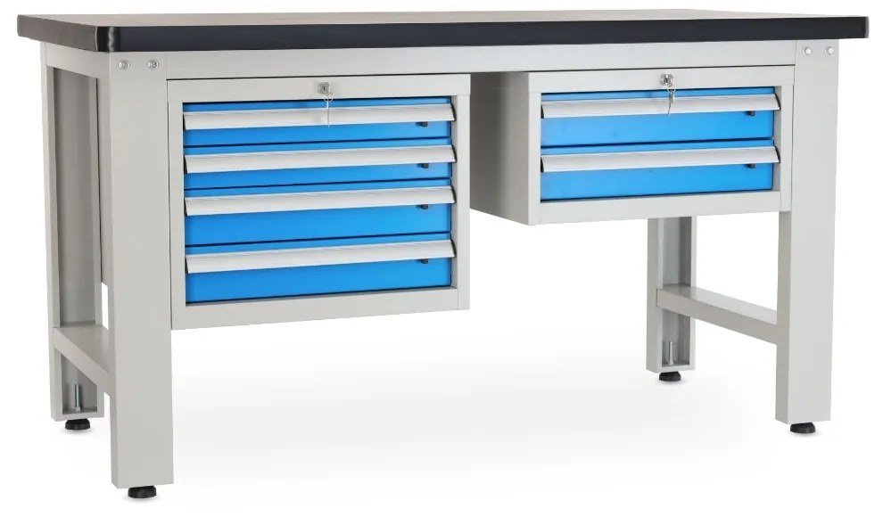 Dílenský stůl Solid MDF-42, 150 cm, 2 závěsné boxy, černá