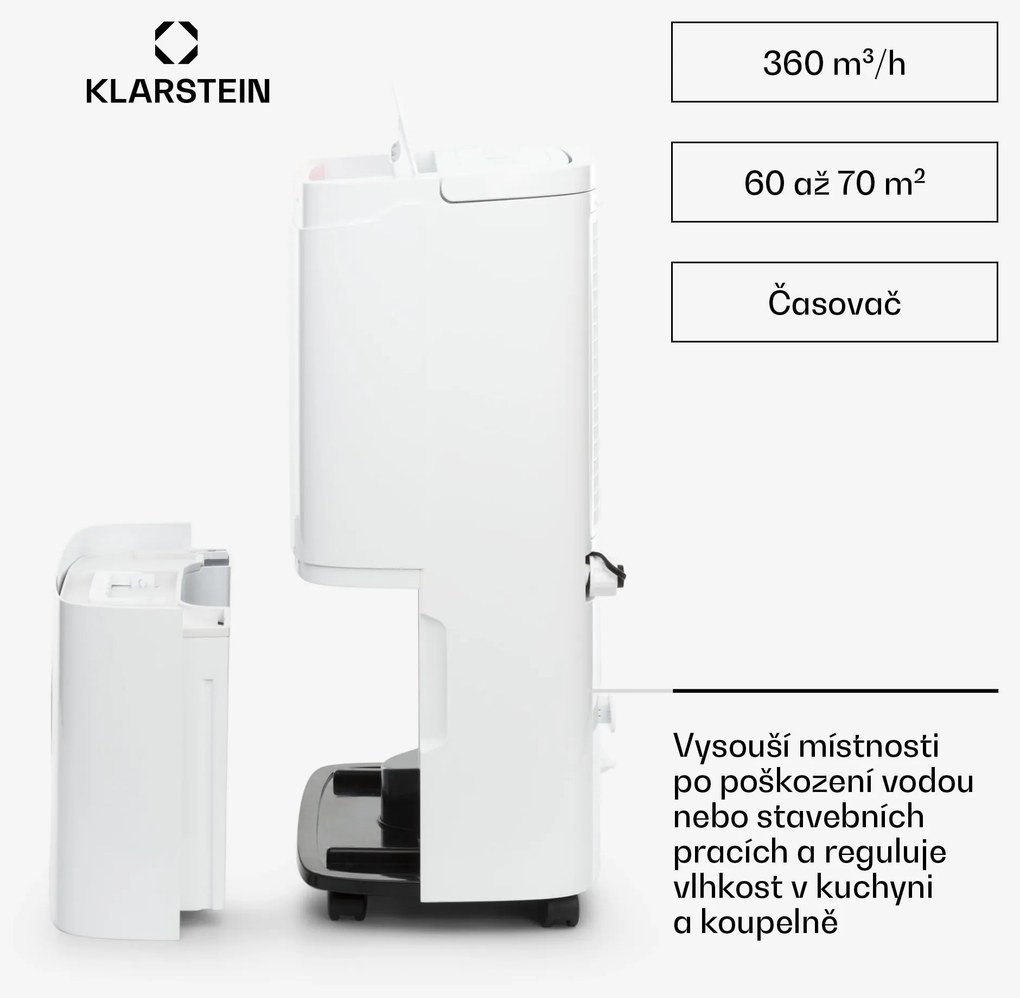 Klarstein DryFy Connect 40 Smart, Odvlhčovač vzduchu, Wi-Fi, Kompresní, 40 l/d, 35–45 m², Bílý