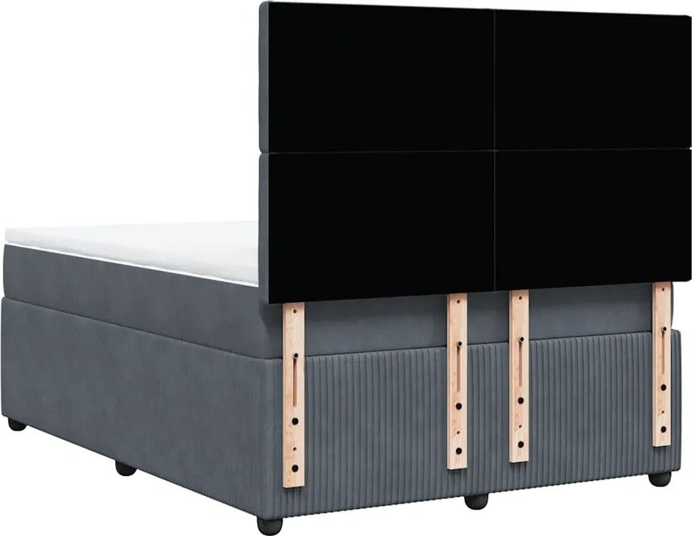 Box spring postel s matrací tmavě šedá 140x200 cm samet 3292371