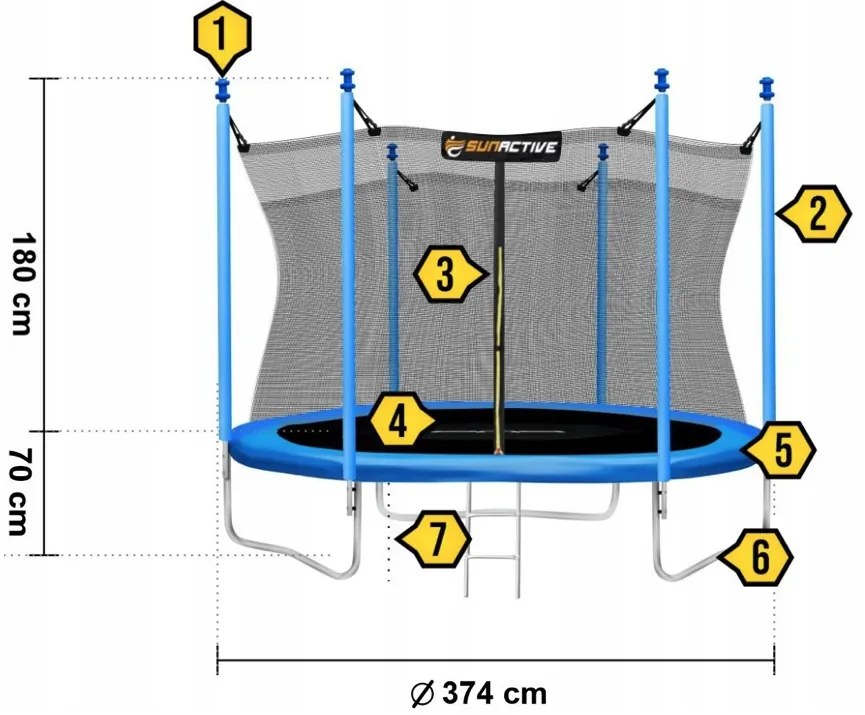 Zahradní trampolína Sunactive 374 cm