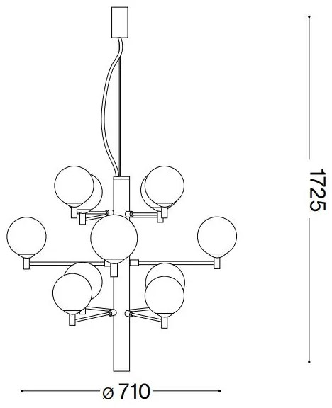 Ideal Lux - LED Lustr na lanku COPERNICO 12xG9/3W/230V pr. 71 cm černá